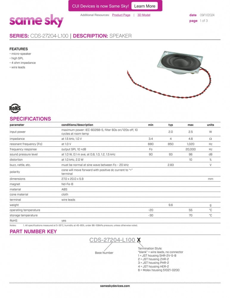 CDS-27204-L100 technical document page 1
