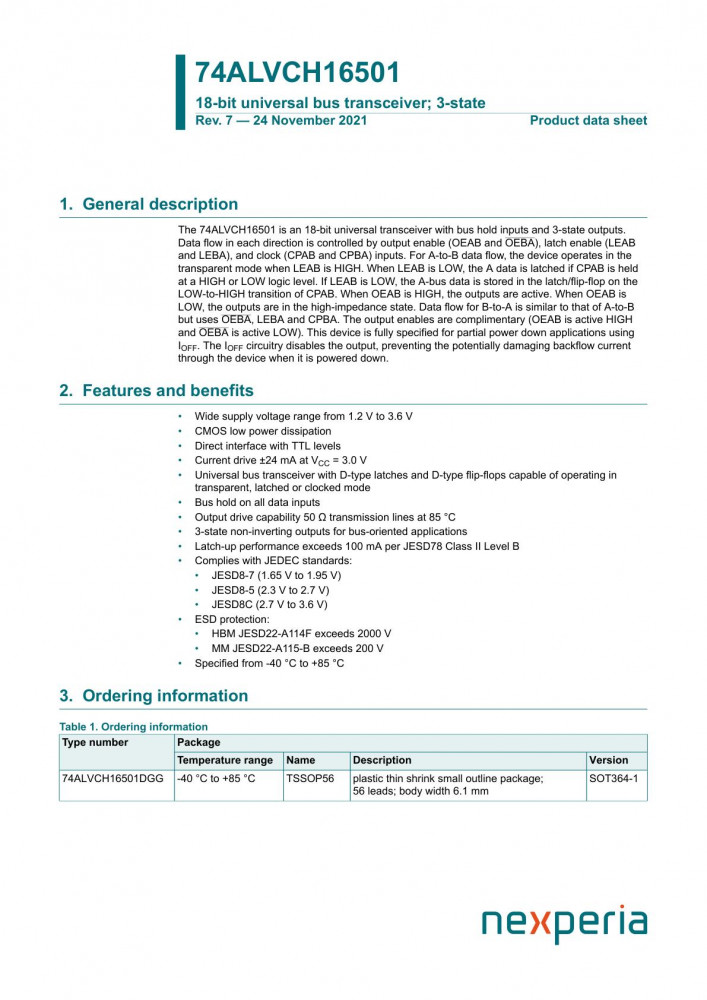 74ALVCH16501 datasheet page 1