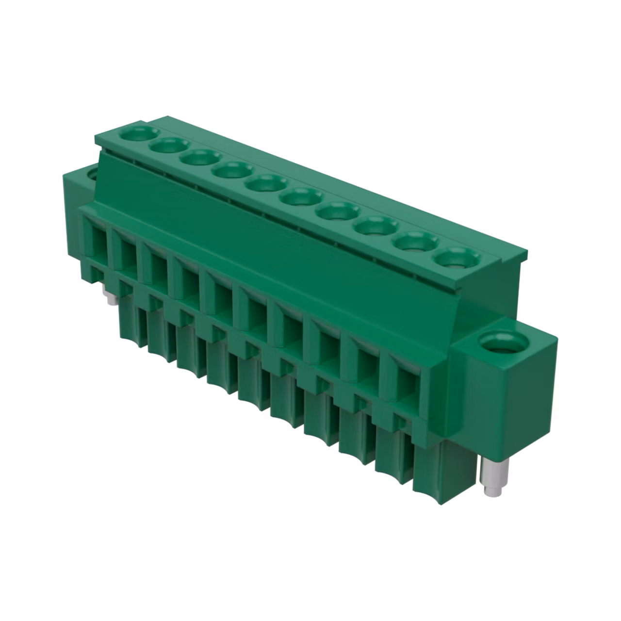 3.81mm Pitch Eurostyle Vertical Plug, with Retention Screws and Reverse Imprinting, Rear Wire Entry, Green Housing, Gold (Au) Plated, 10 Circuits for sale