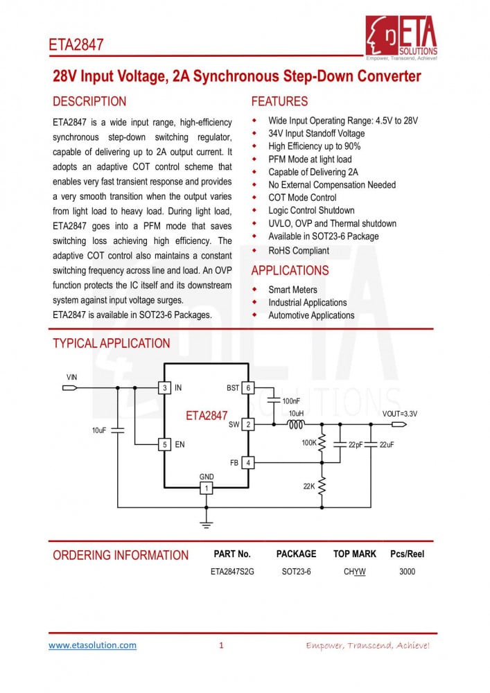 ETA2847S2G datasheet page 1