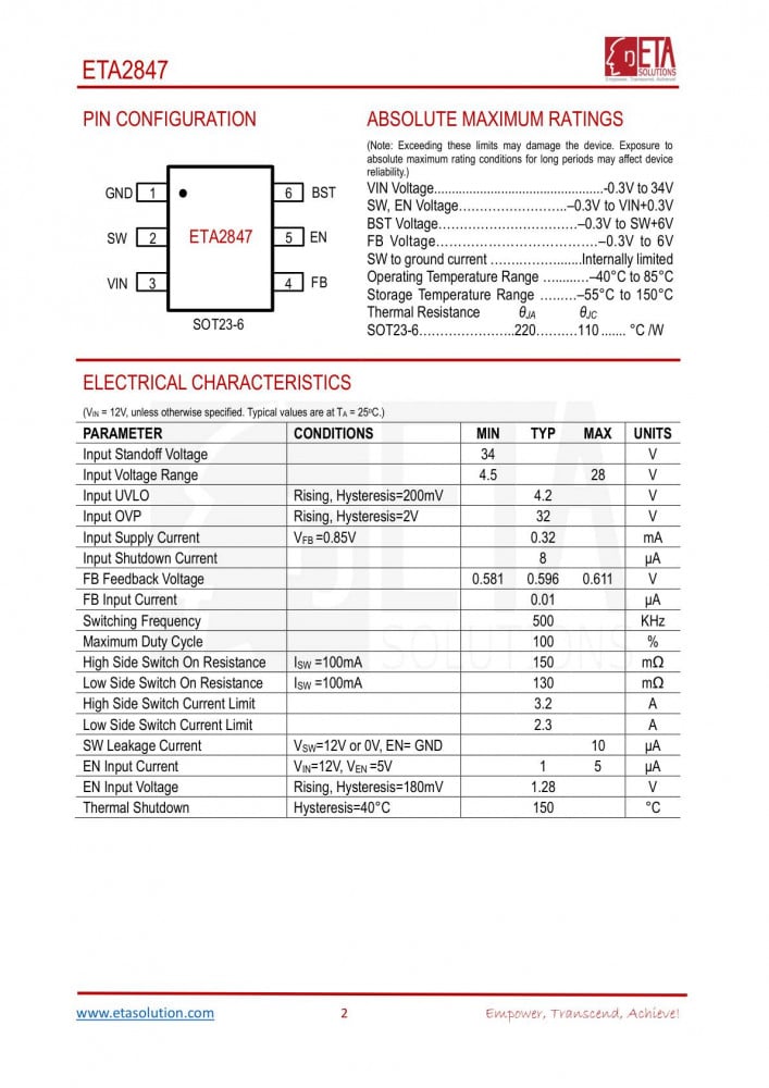 ETA2847S2G datasheet page 2