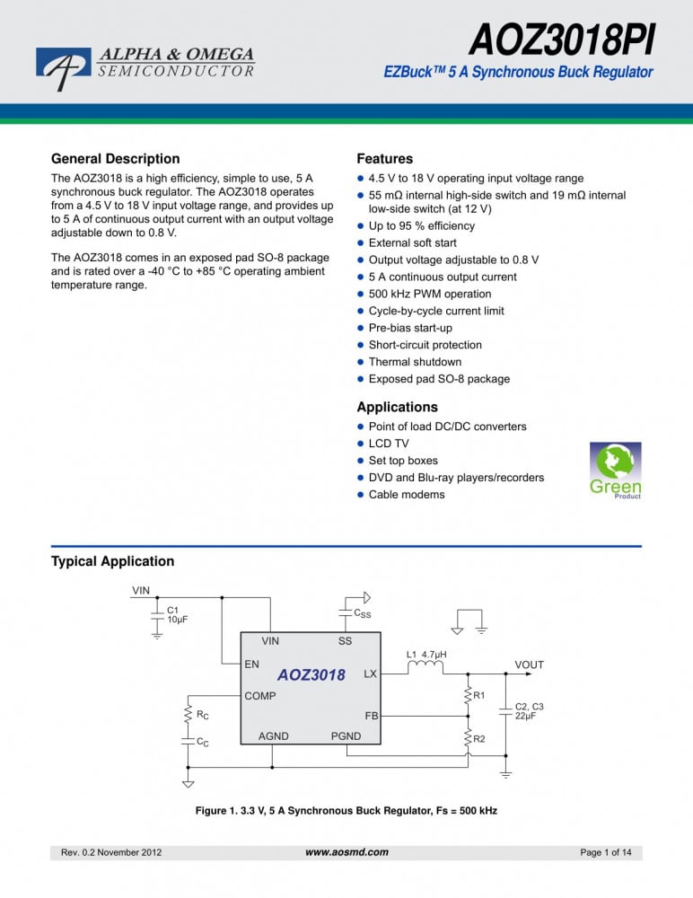AOZ3018PI datasheet page 1