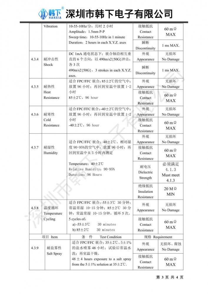 HX FPC 0.5-14P HYH2.0 specification page 5