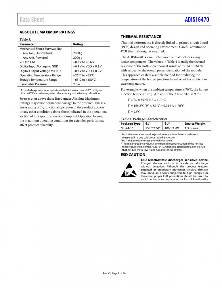 ADIS16470 datasheet page 7