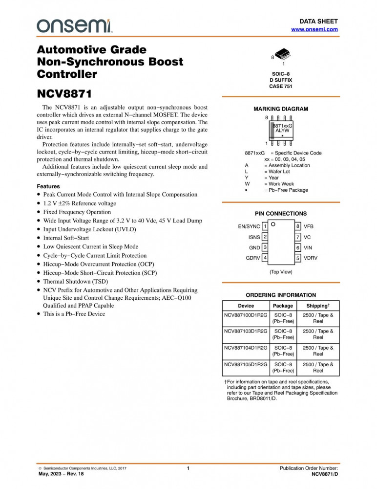 NCV8871 document page 1