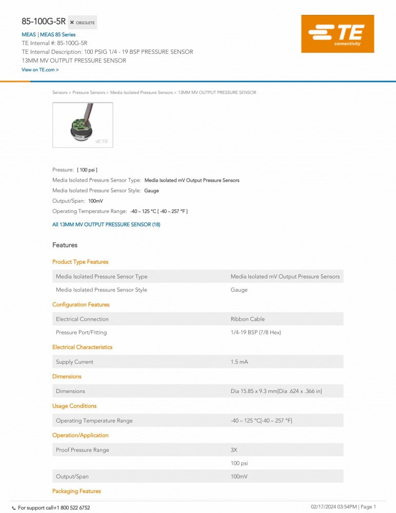 85-100G-5R technical document page 1