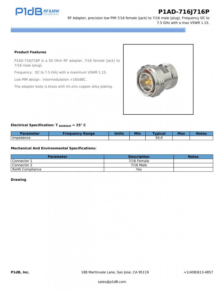 P1AD-716J716P product documentation image, page 1