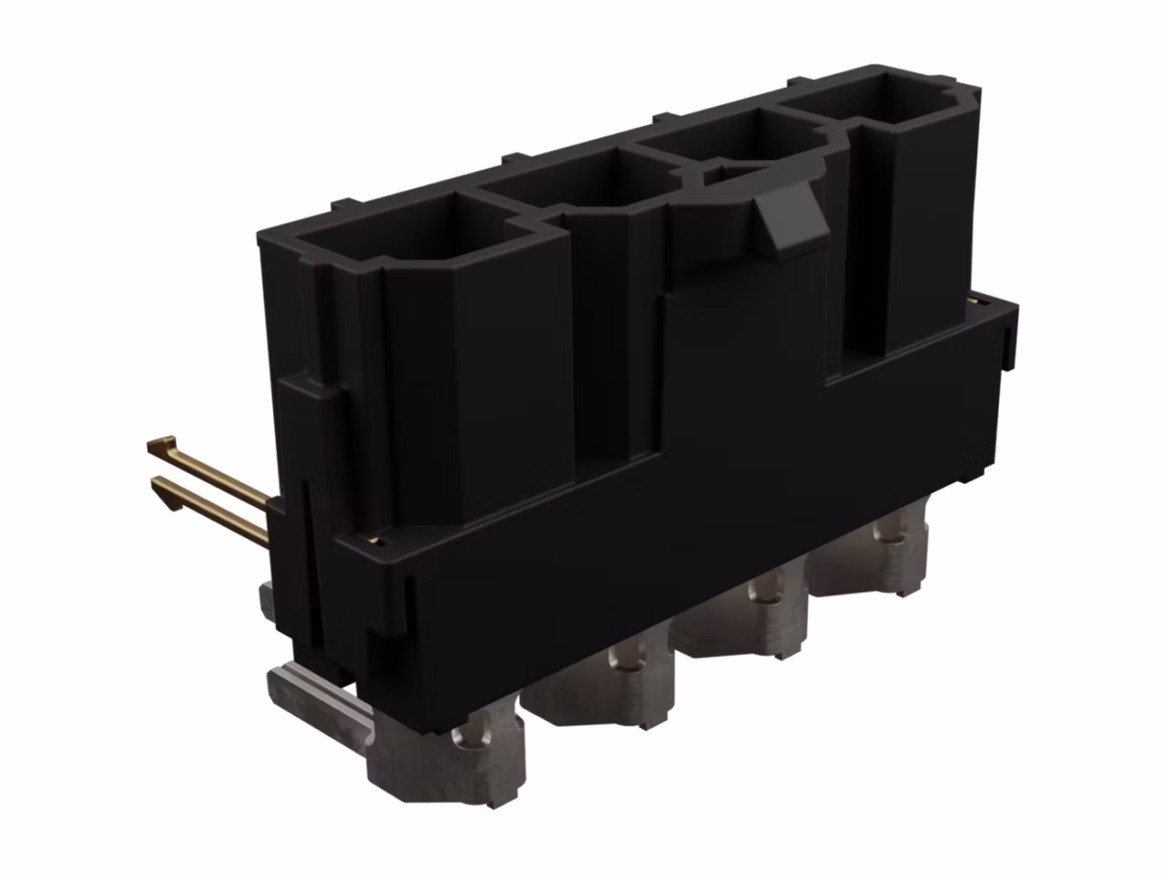 Mini-Fit Sr. Right-Angle Header, 10.00mm Pitch, Single Row, 4 Circuits, 8.30mm Tail Length, for 6.35mm PCB, Tin (Sn) Plating, with Clip, USE NYE LUBE ON MATING SURFACES for sale