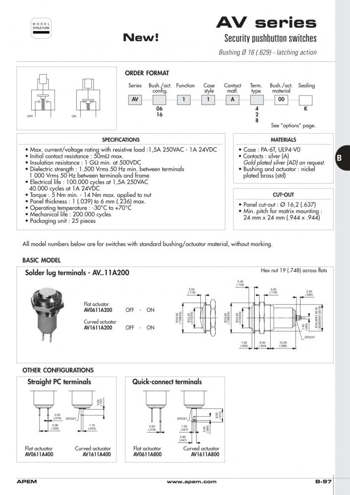 APEM AV series datasheet page 10