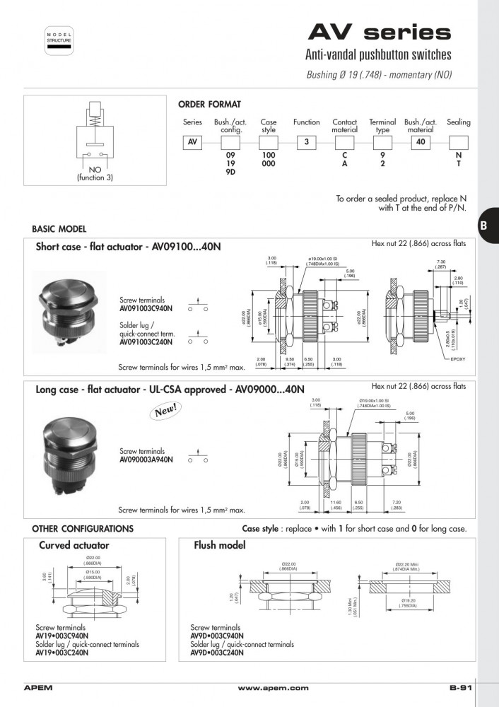 APEM AV series datasheet page 4
