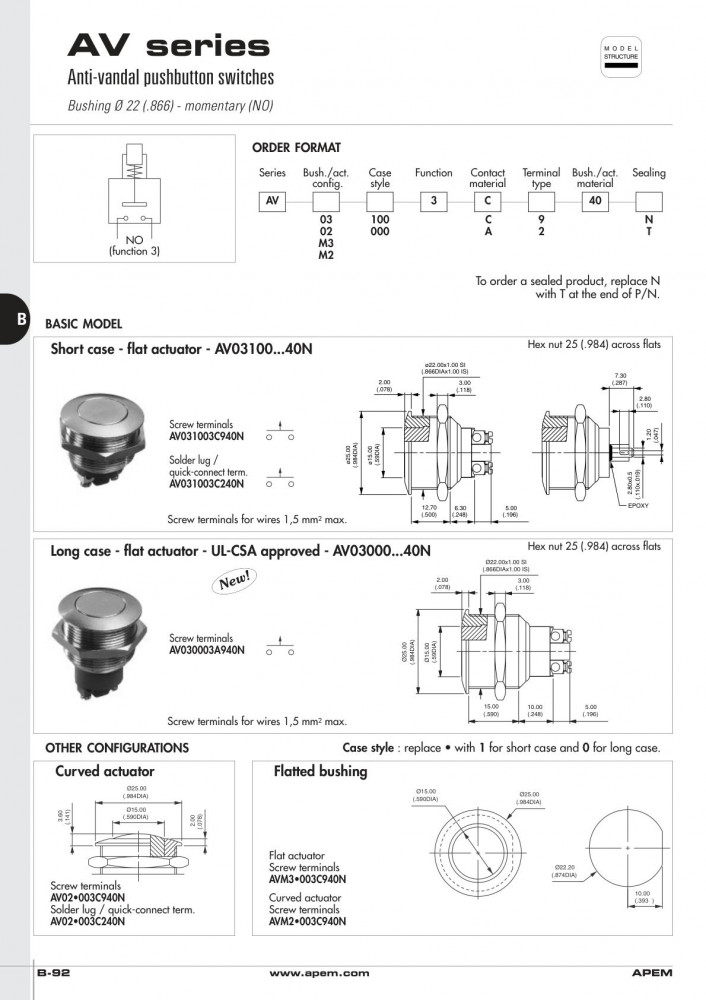 APEM AV series datasheet page 5