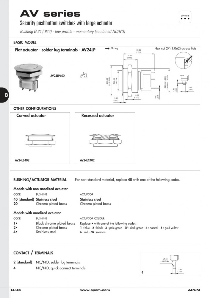 APEM AV series datasheet page 7