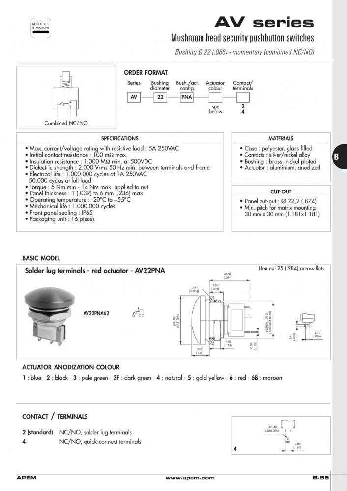 APEM AV series datasheet page 8