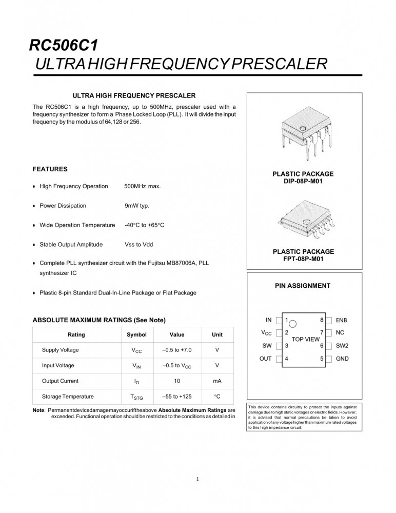RC506C1 datasheet page 1