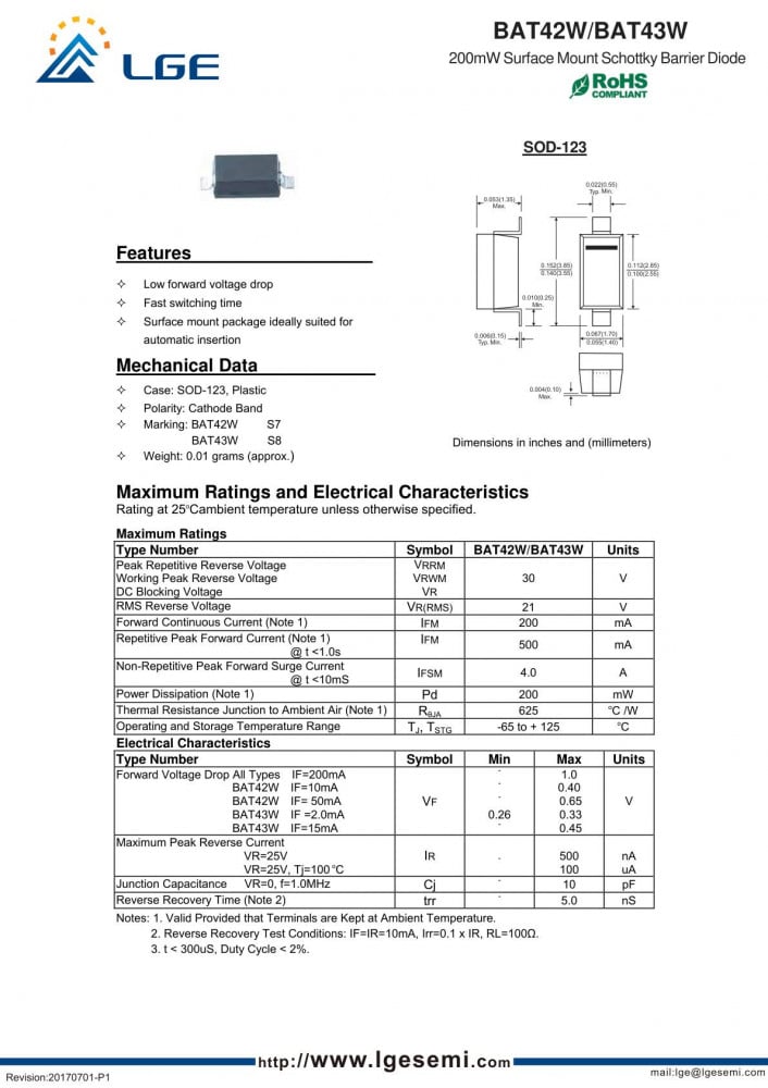 LGE BAT42W datasheet page 1