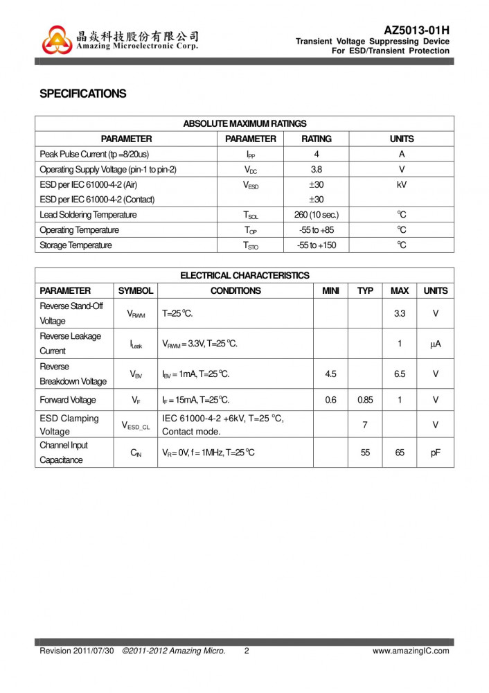 AZ5013-01H datasheet page 2