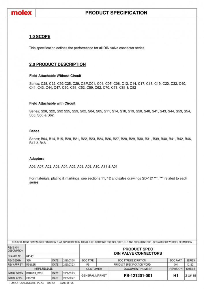 DIN Valve Connectors specification page 2
