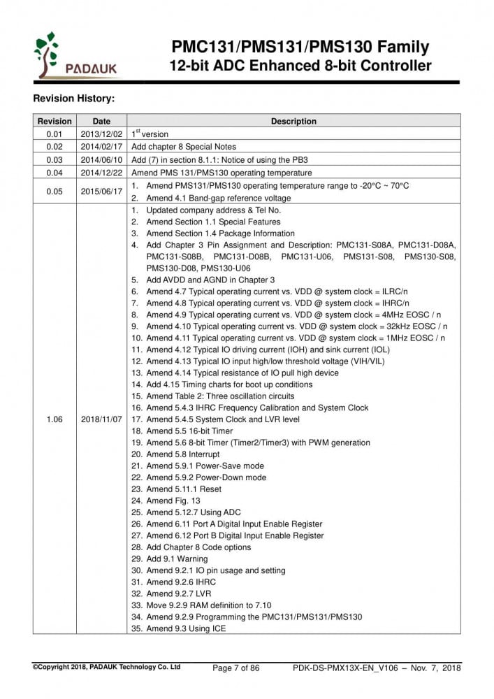 PMC131 family datasheet page 7