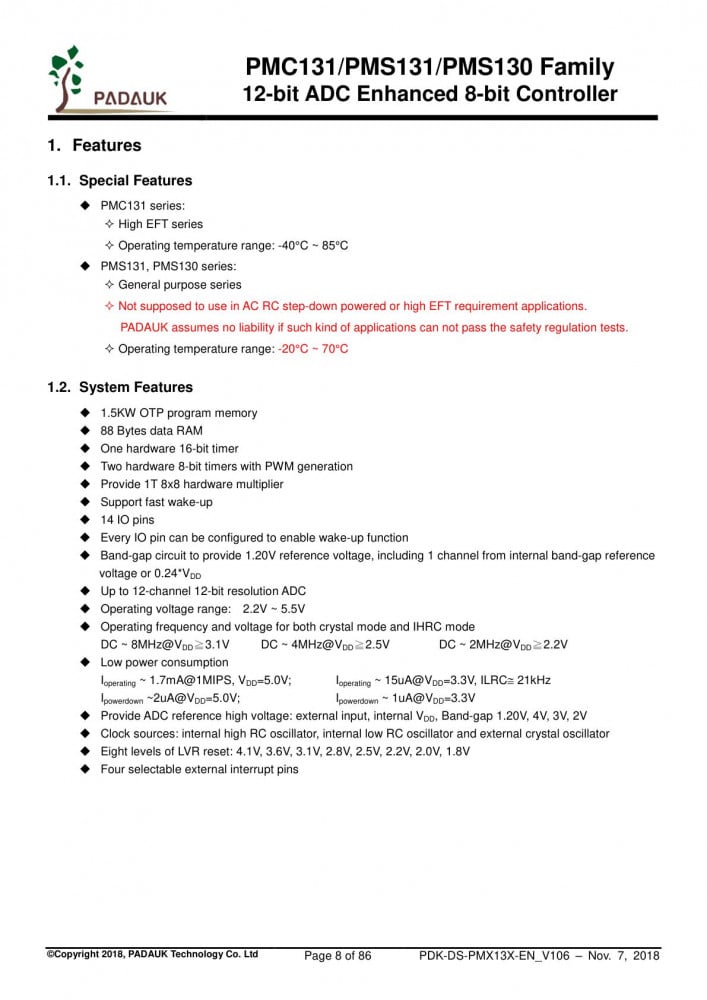PMC131 family datasheet page 8