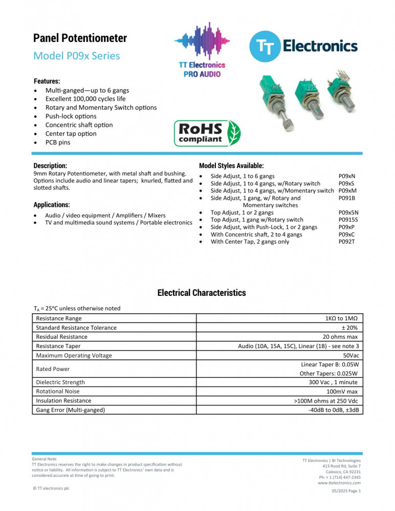 P09x series document page 1