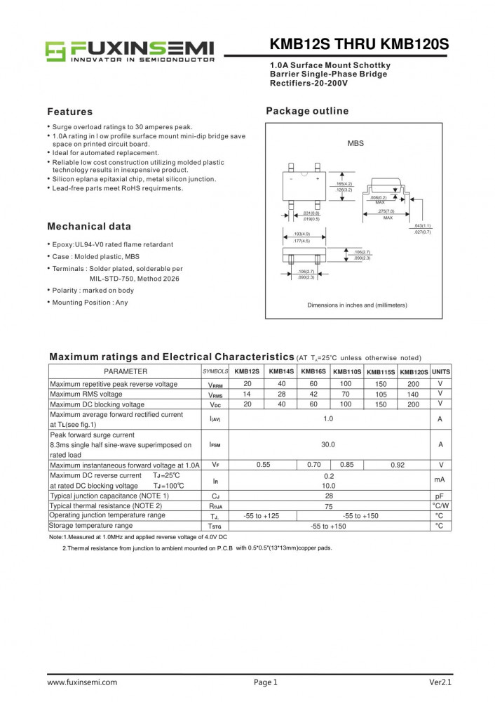 KMB110S datasheet page 1