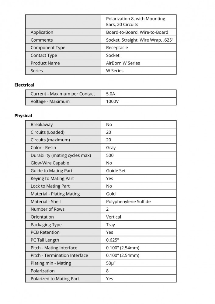 WTB20SAW40SY-8 technical document page 2