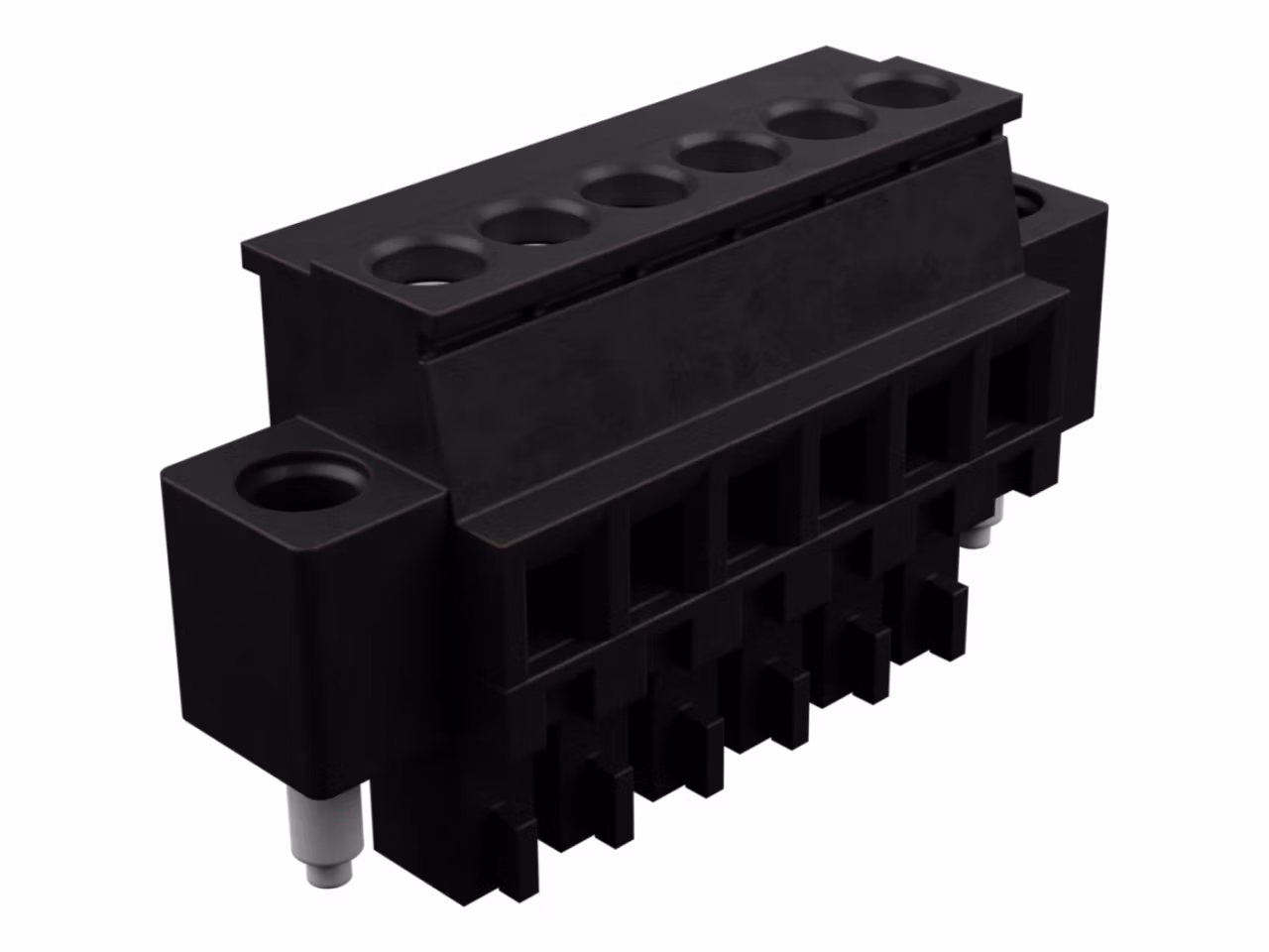 3.81mm Pitch Eurostyle Vertical Plug, with Retention Screws and Reverse Imprinting, Front Wire Entry, Gold (Au) Plated, Black, 6 Circuits for sale
