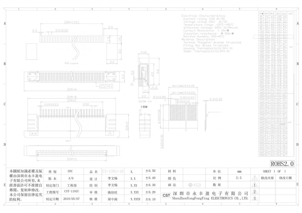 CST CS-1191U-12 engineering drawing