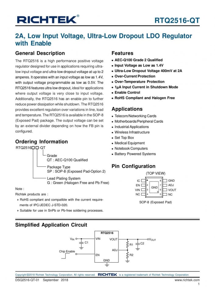 RTQ2516GSP-QT datasheet page 1