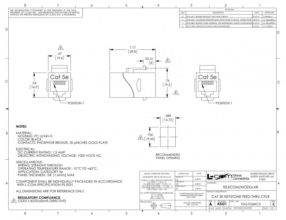 L-com TDG1026KC5 technical drawing preview