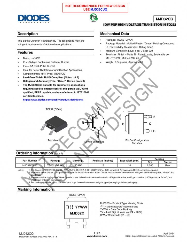 MJD32CQ-13 datasheet page 1