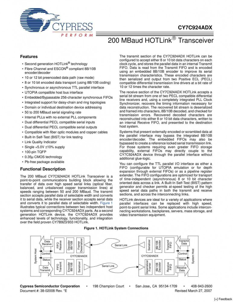 CY7C924ADX-AXC datasheet page 1