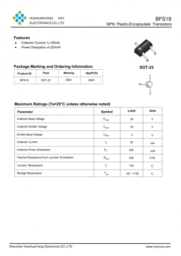 BFS19-HXY datasheet page 1