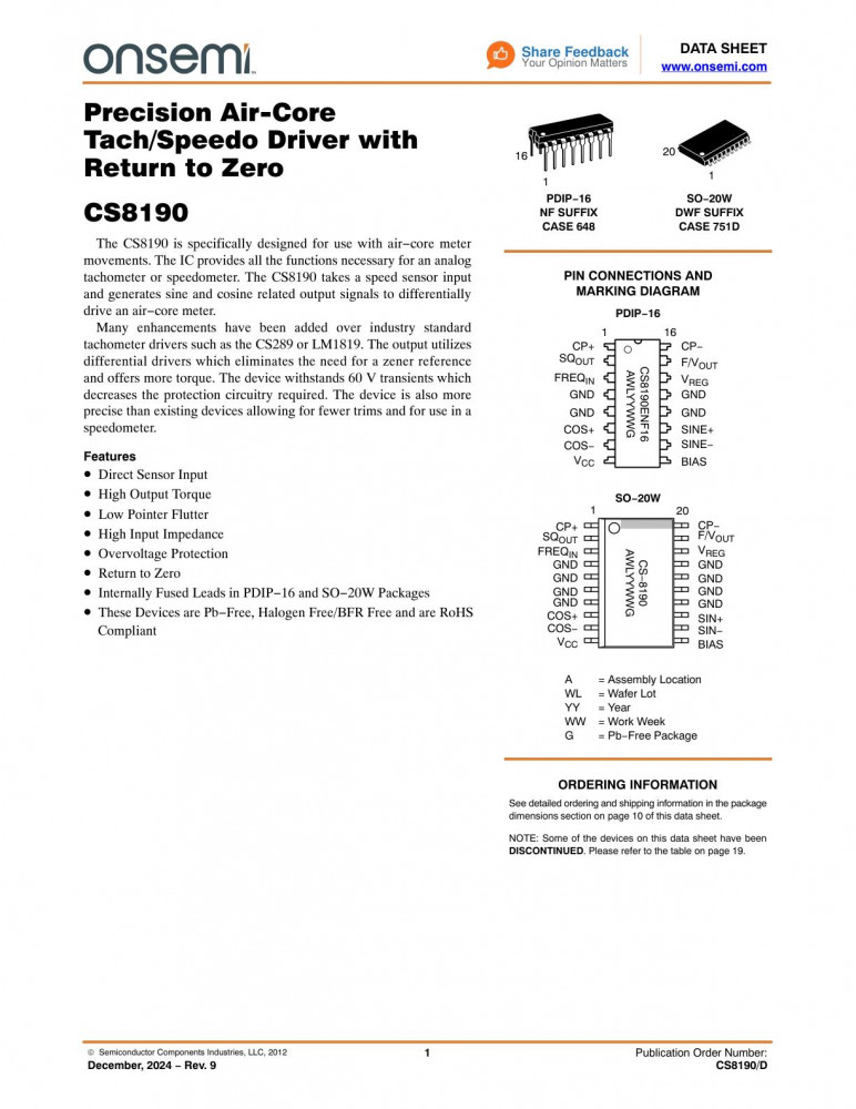 CS8190 datasheet page 1
