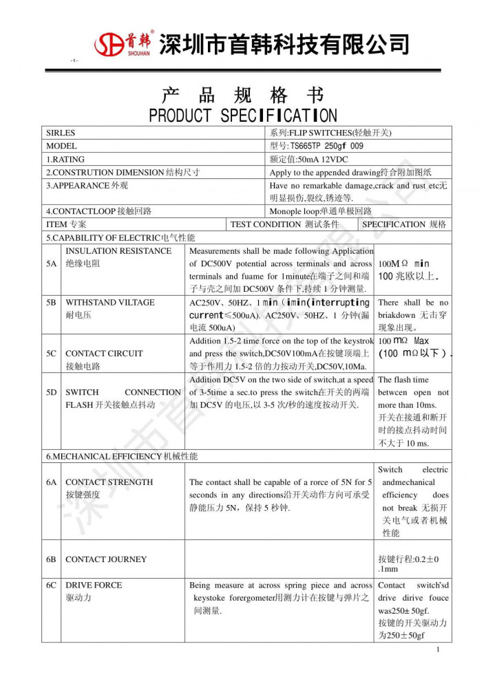 TS665TP 250gf 009 specification page 3