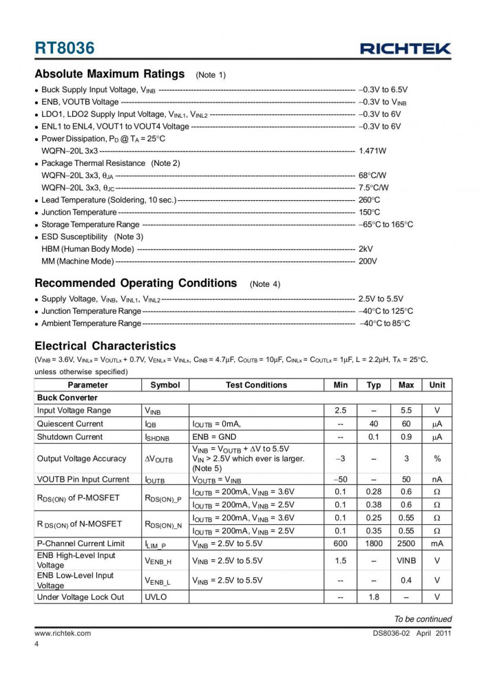 RT8036 datasheet page 4