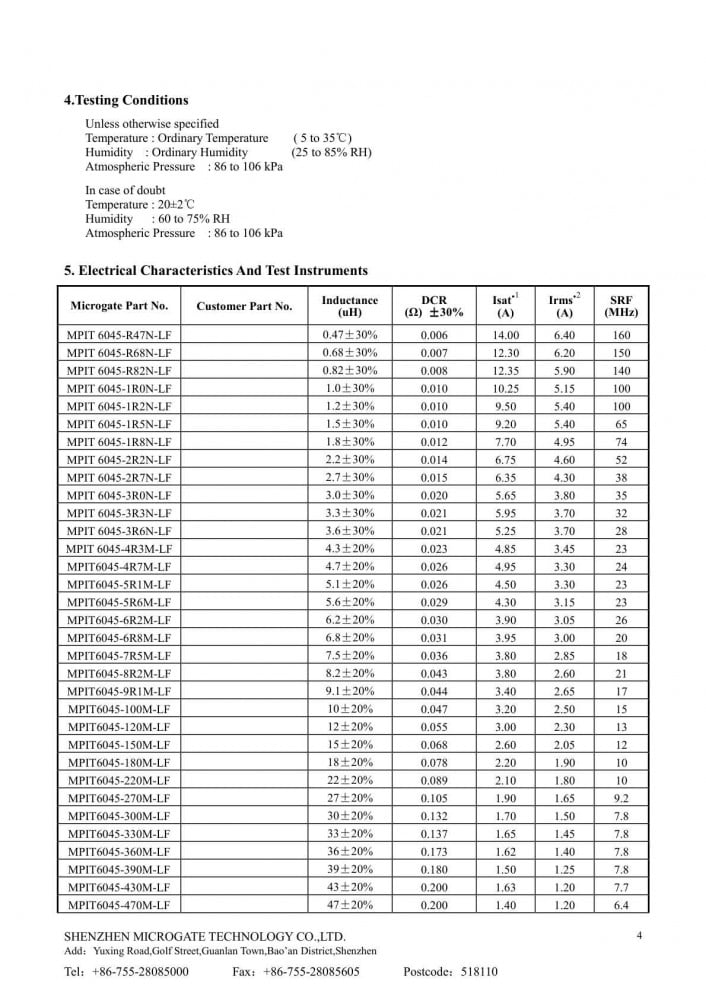 MPIT6045 series specification page 5