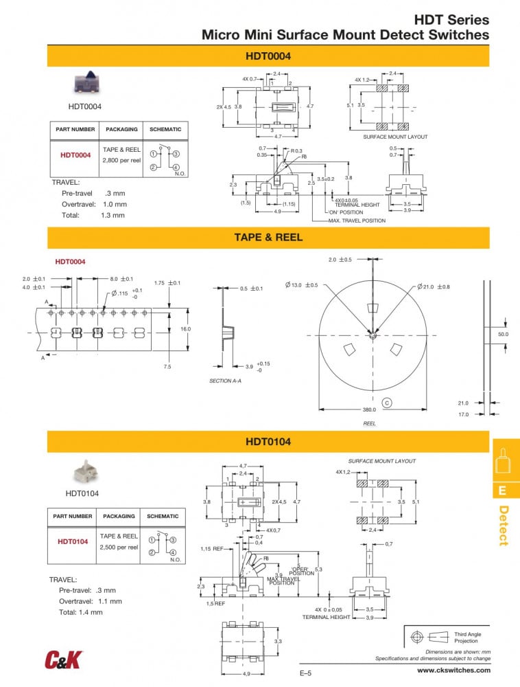 C&K HDT series datasheet page 2