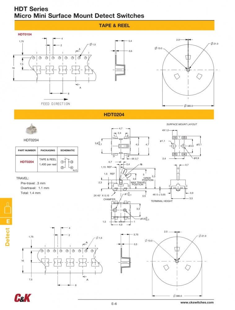 C&K HDT series datasheet page 3