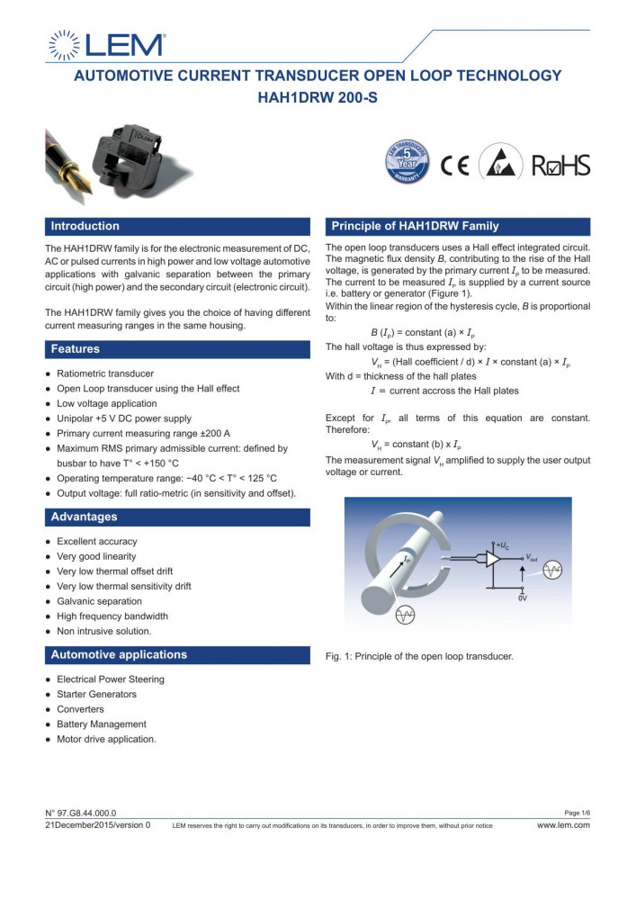 HAH1DRW200-S datasheet page 1