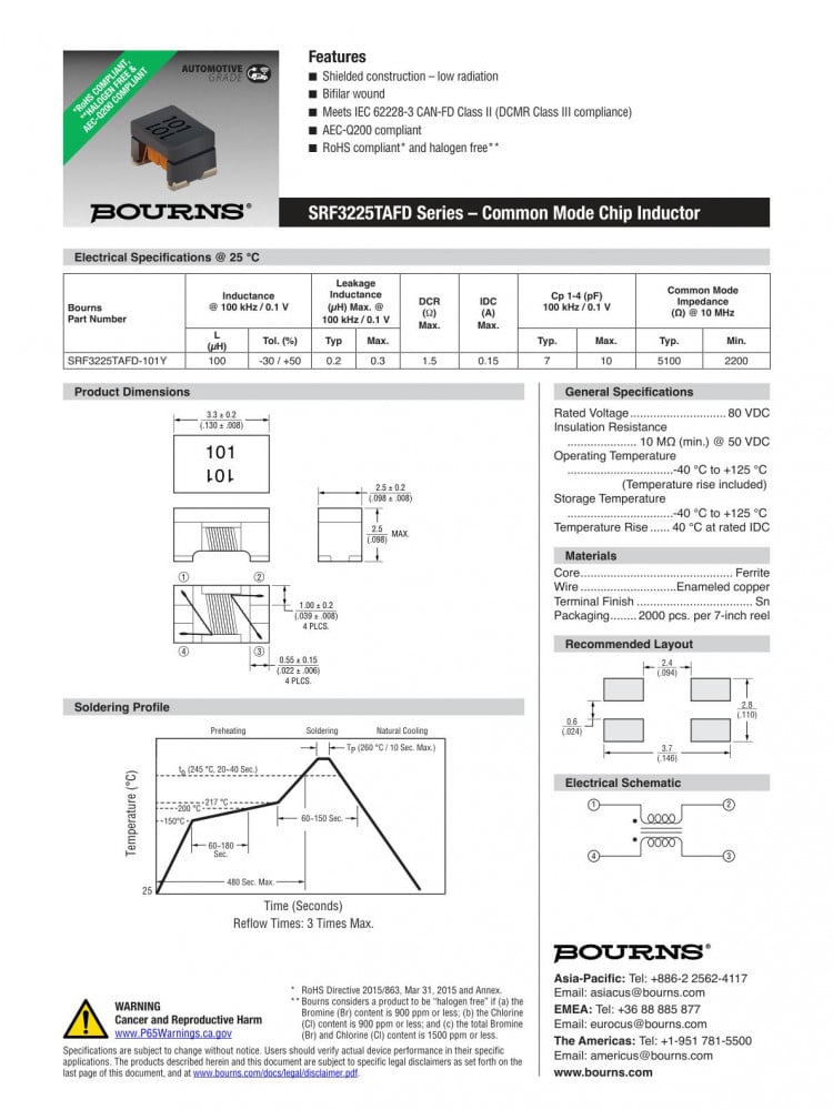 SRF3225TAFD series datasheet page 1