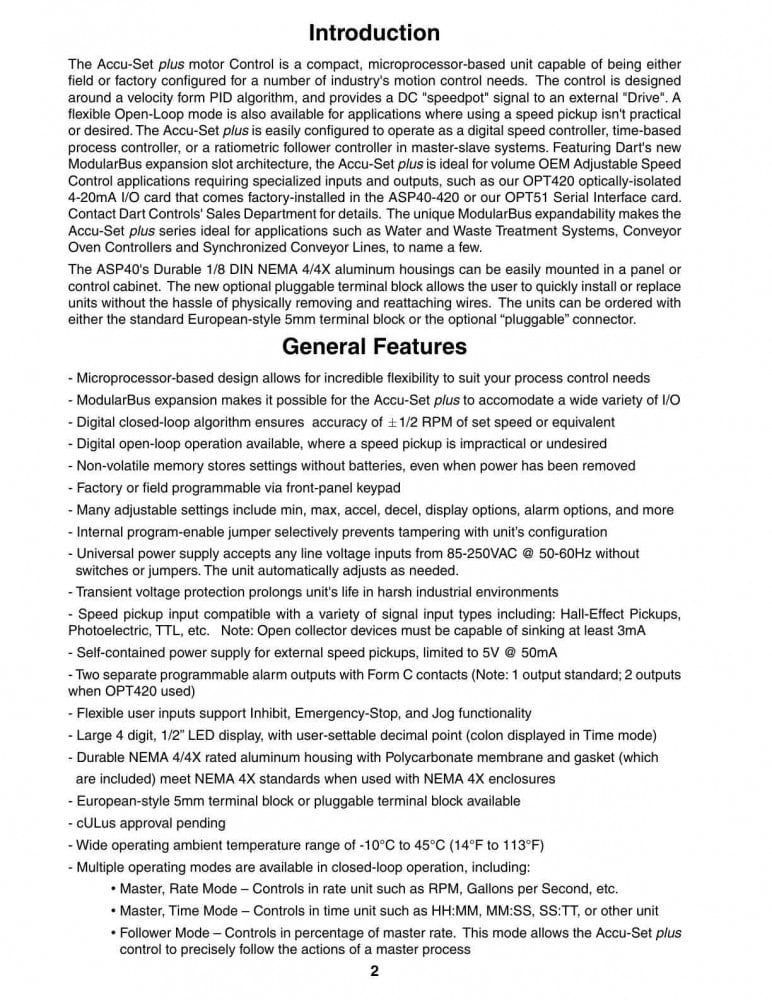 DART ASP40 manual page 4