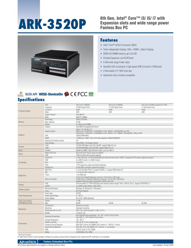 ARK-3520P technical document page 1