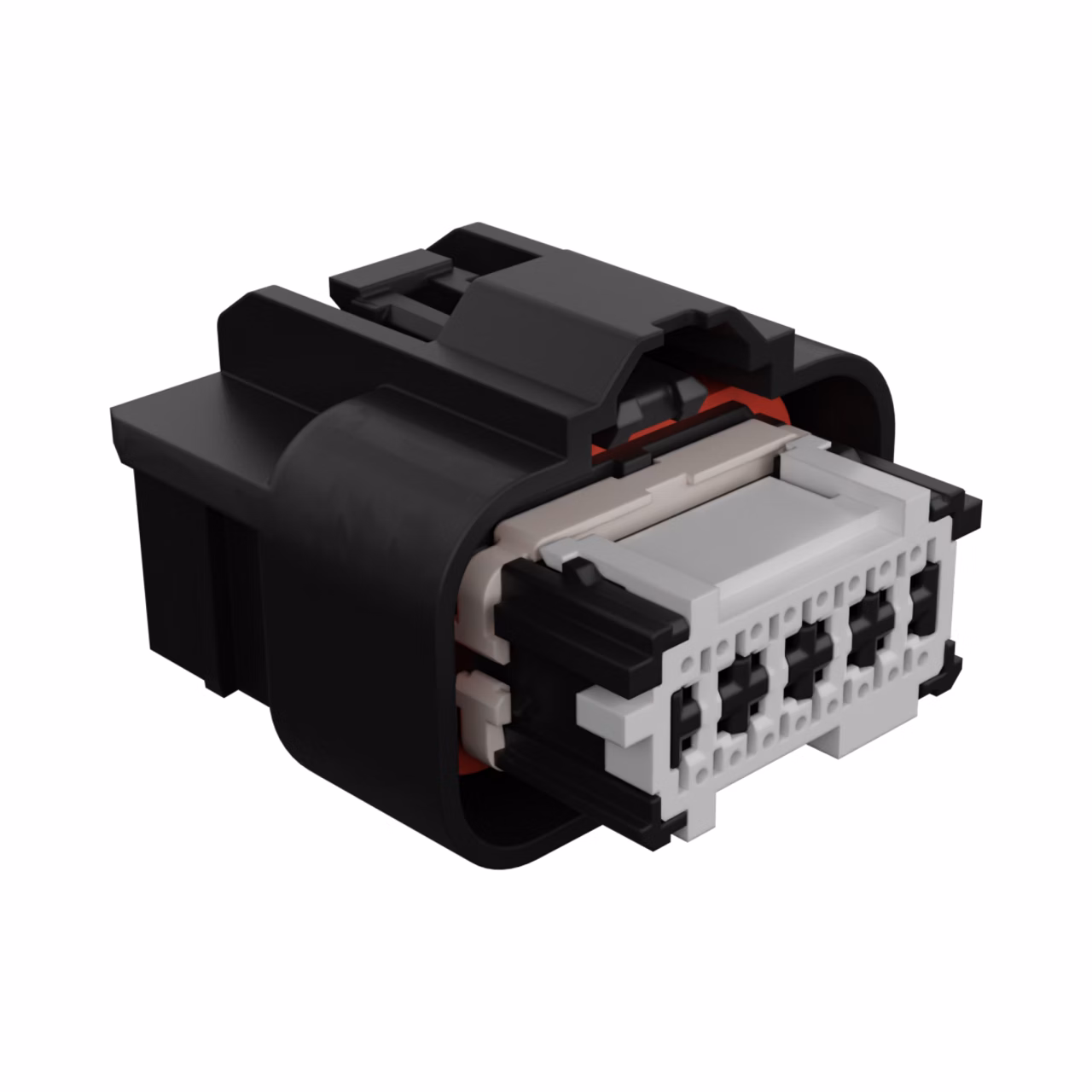 Mini50 Sealed Receptacle Housing, Dual Row, without CPA, 16 Circuits, Polarization Option D, Stone Gray for sale
