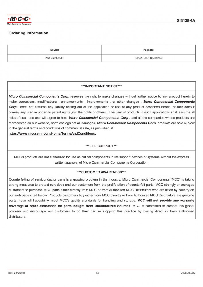 SI3139KA-TP datasheet page 5