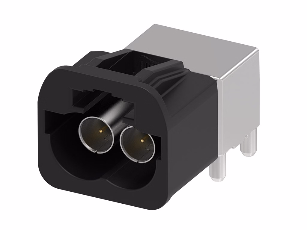 High-Speed FAKRA Mini (HFM) Dual Header, 1x2, Right-Angle, Through Hole, Key A, Black, 50 Ohms for sale