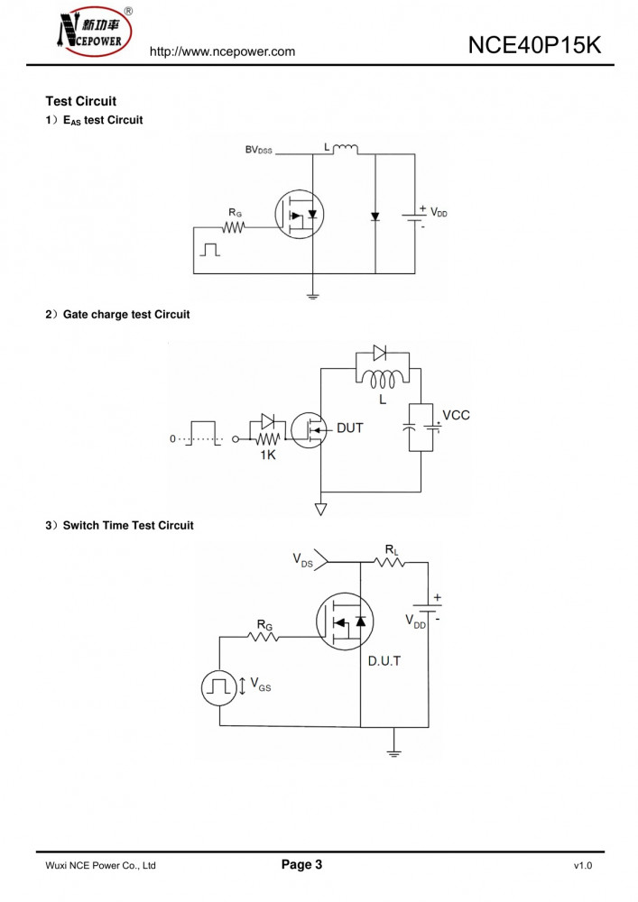NCE40P15K datasheet page 3