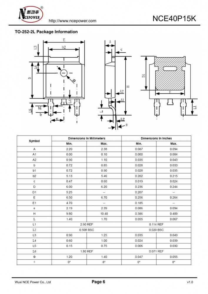 NCE40P15K datasheet page 6