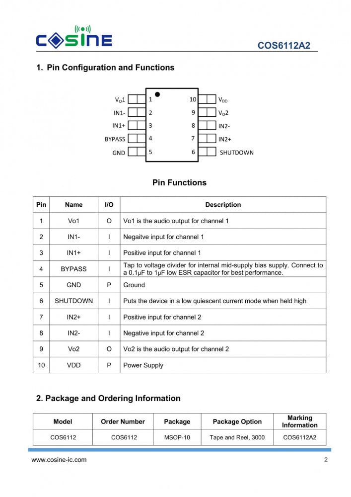 COS6112 datasheet page 2