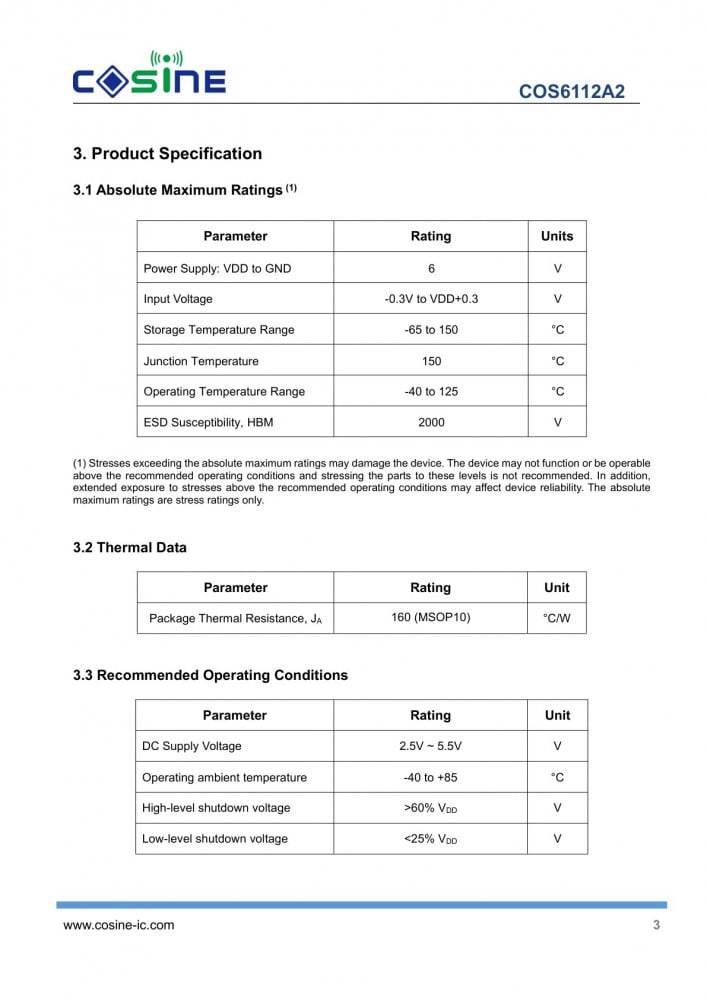 COS6112 datasheet page 3